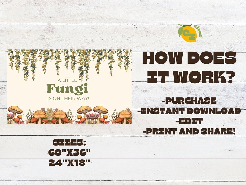 Editable Mushroom Baby Shower Banner | Little Fungi is on Their Way ...