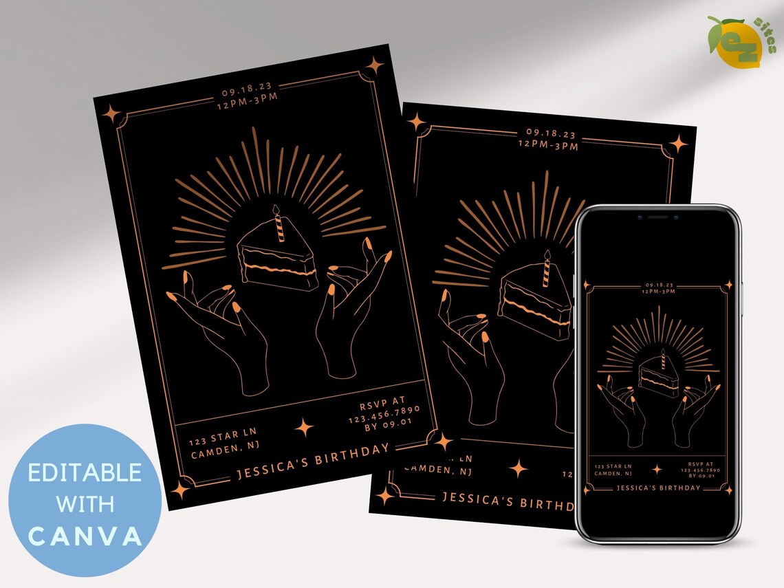 Editable Tarot Card Birthday Party Invitation | Mystical Birthday ...