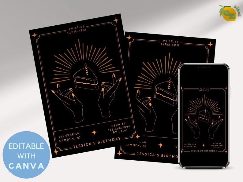 Editable Tarot Card Birthday Party Invitation | Mystical Birthday ...