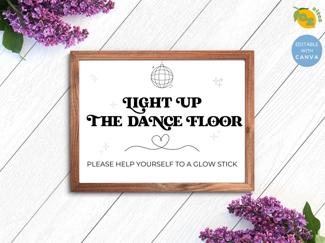 Wedding Glow Sticks Sign | Light up the Dance Floor Sign | Glow Stick ...
