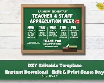 EDITABLE Teacher Appreciation Week Flyer, School Staff Appreciation ...