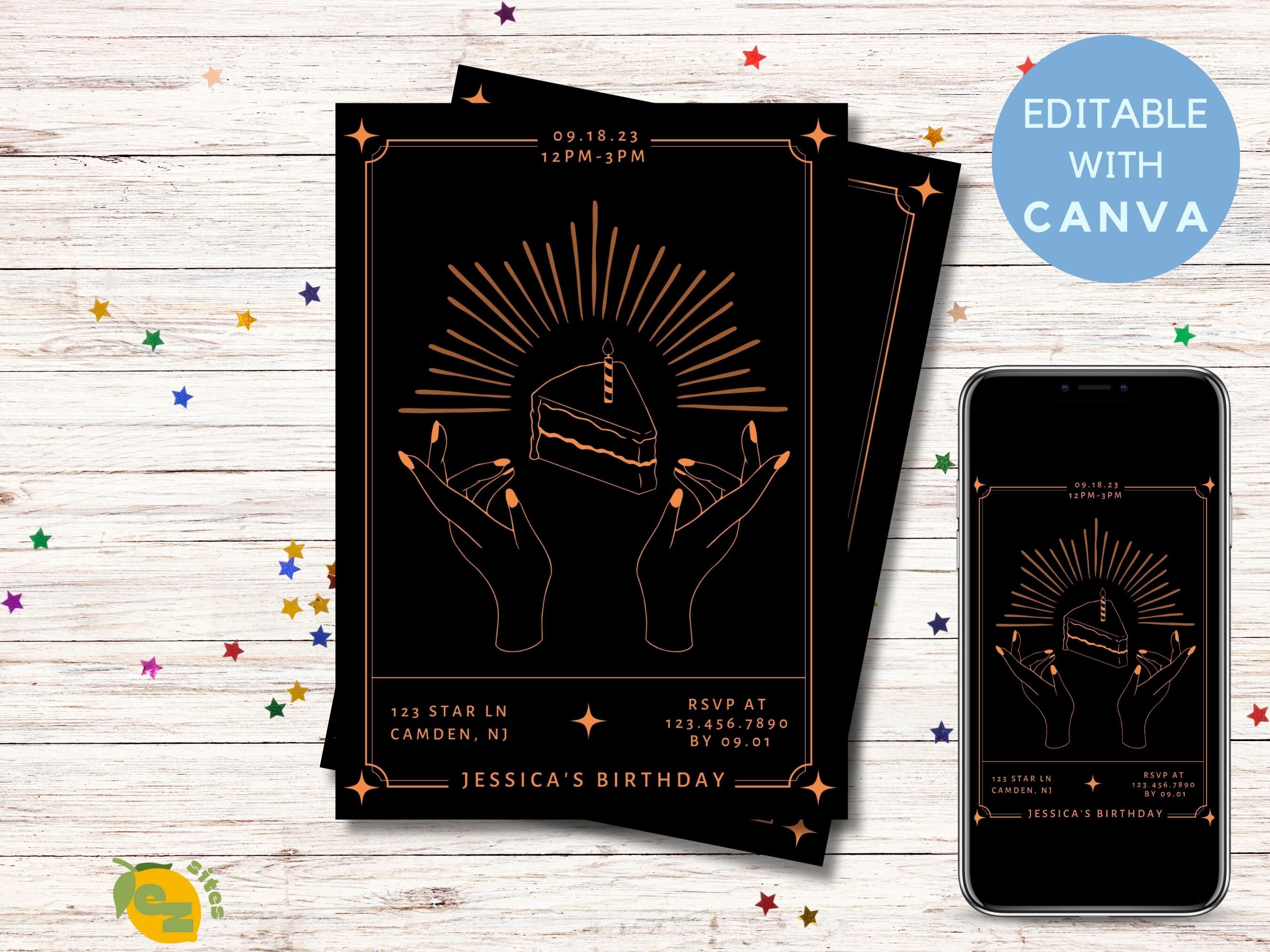 Editable Tarot Card Birthday Party Invitation | Mystical Birthday ...