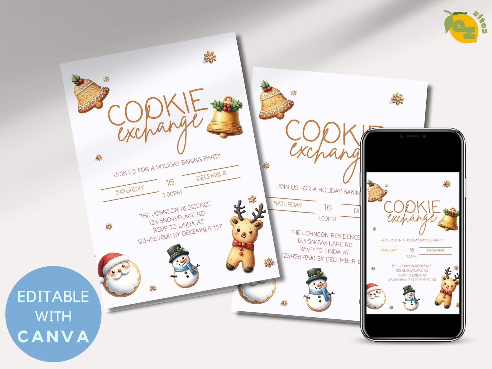 Editable Christmas Cookie Exchange Invite Template | Cookie Swap Party ...