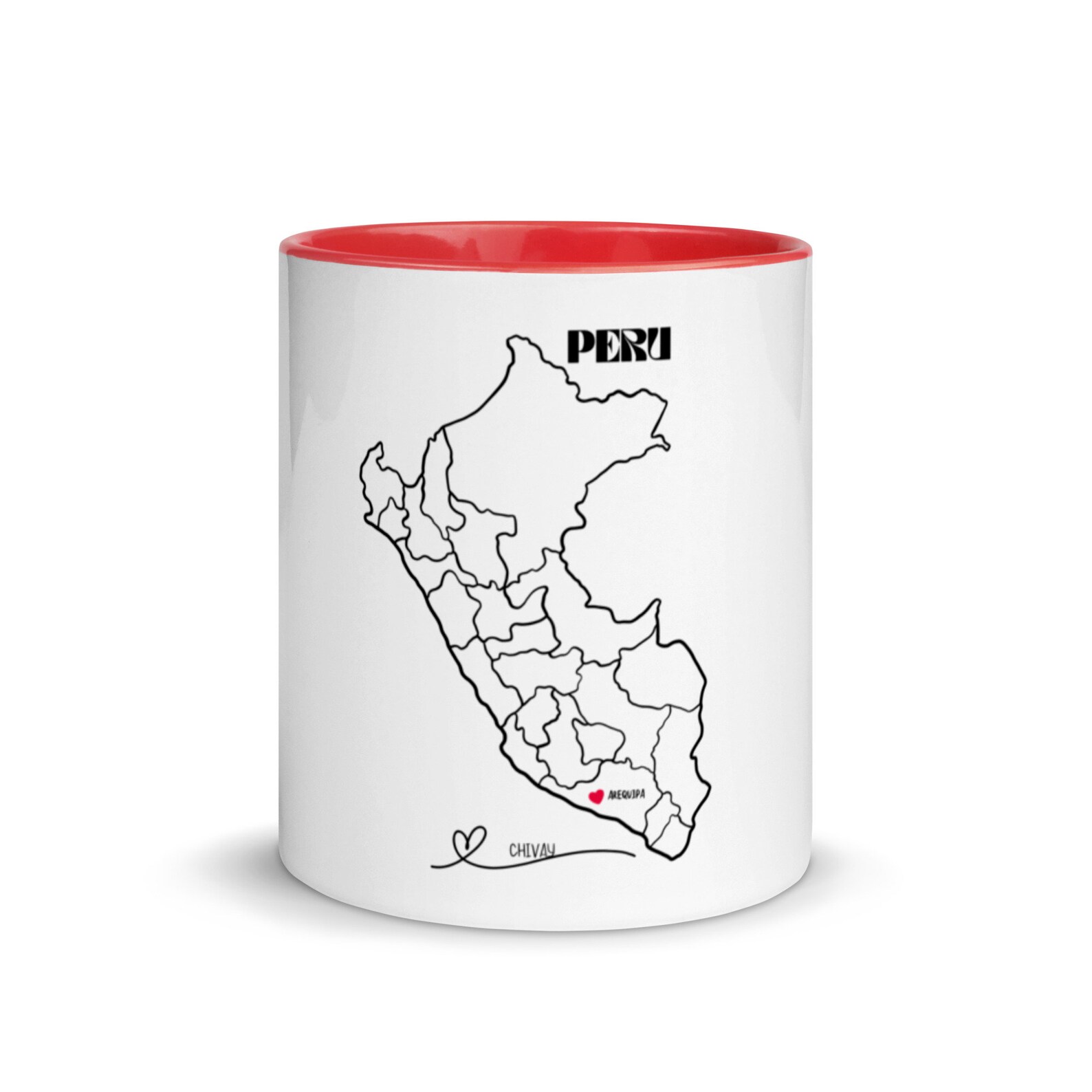 Peru Map / Many Countries Mug With Color Inside - Unique Peru Gifts ...
