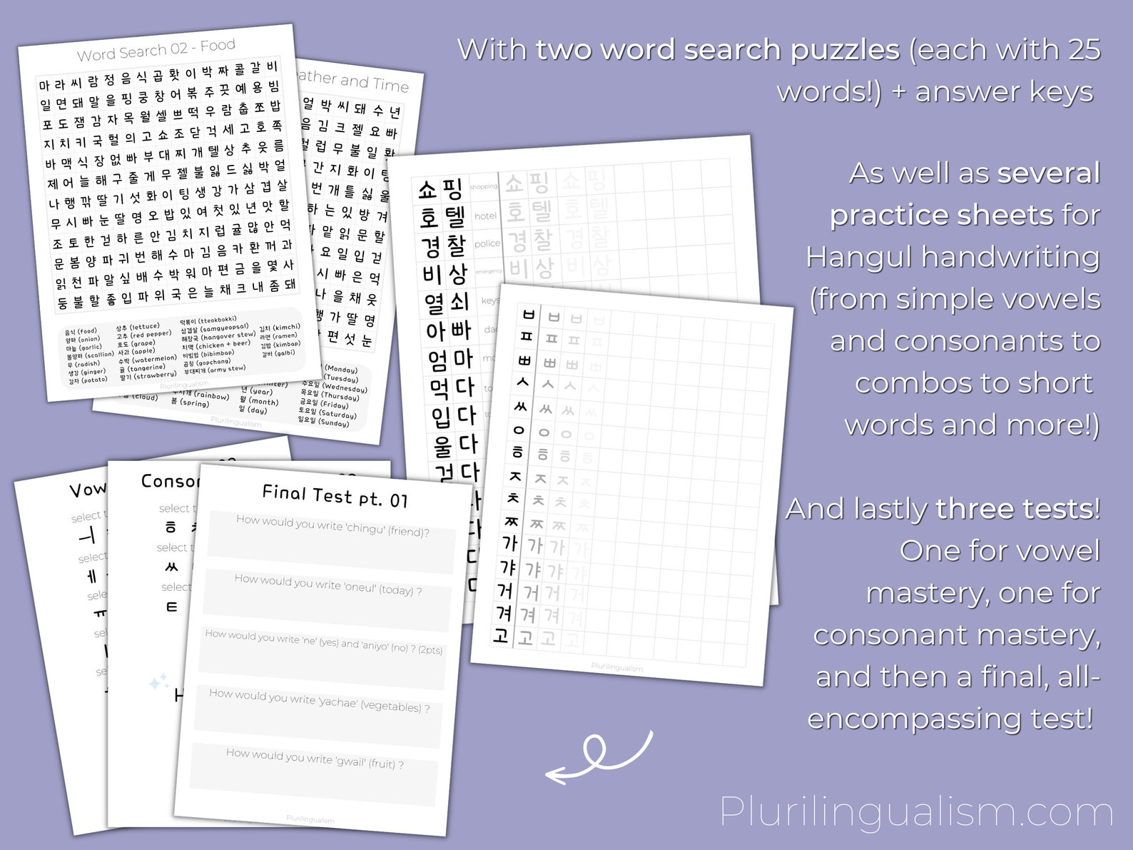 Korean Hangul Mastery Mini Set 한글 Worksheets, Korean Practice ...