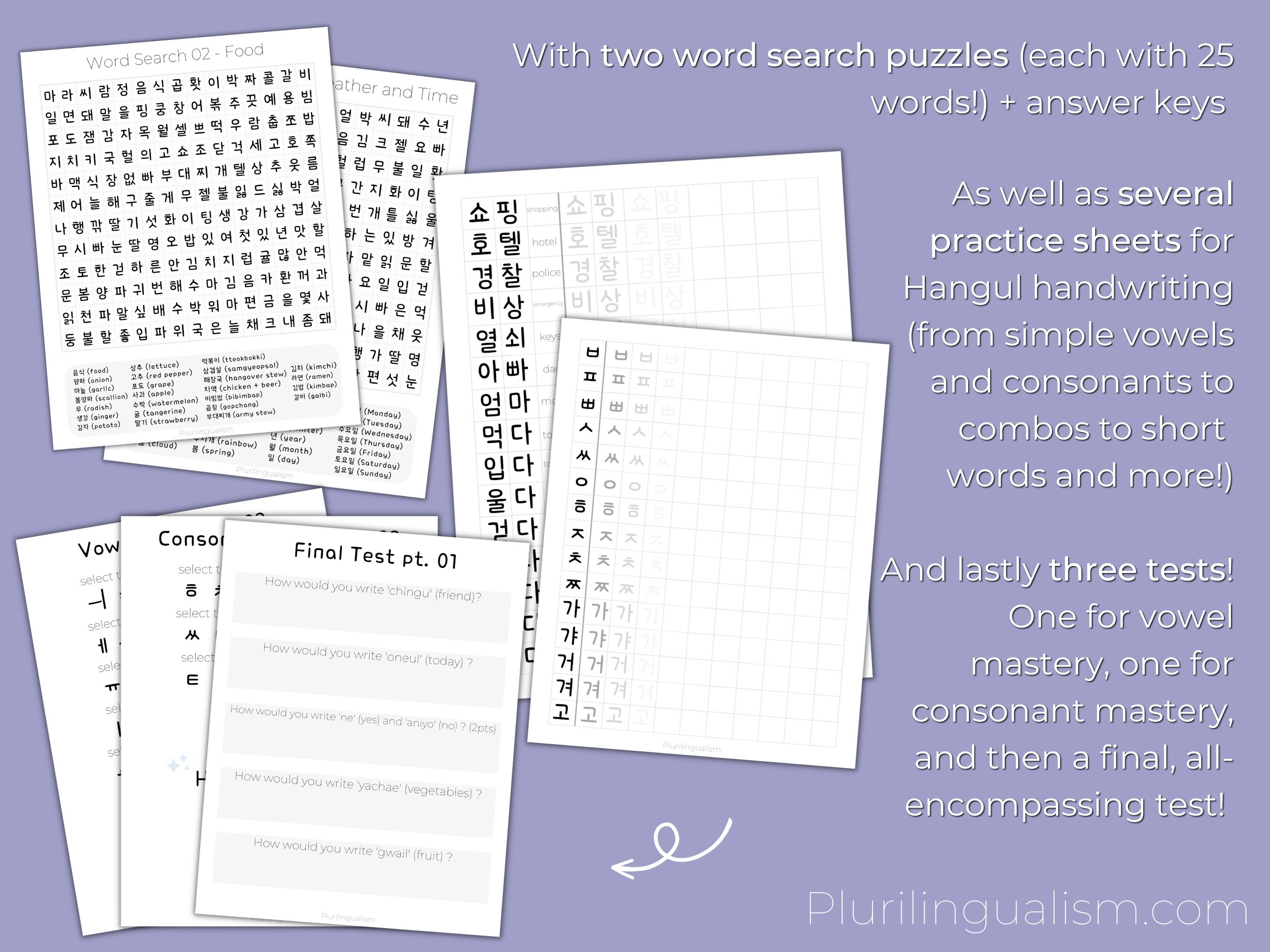 Korean Hangul Mastery Mini Set 한글 Worksheets, Korean Practice ...