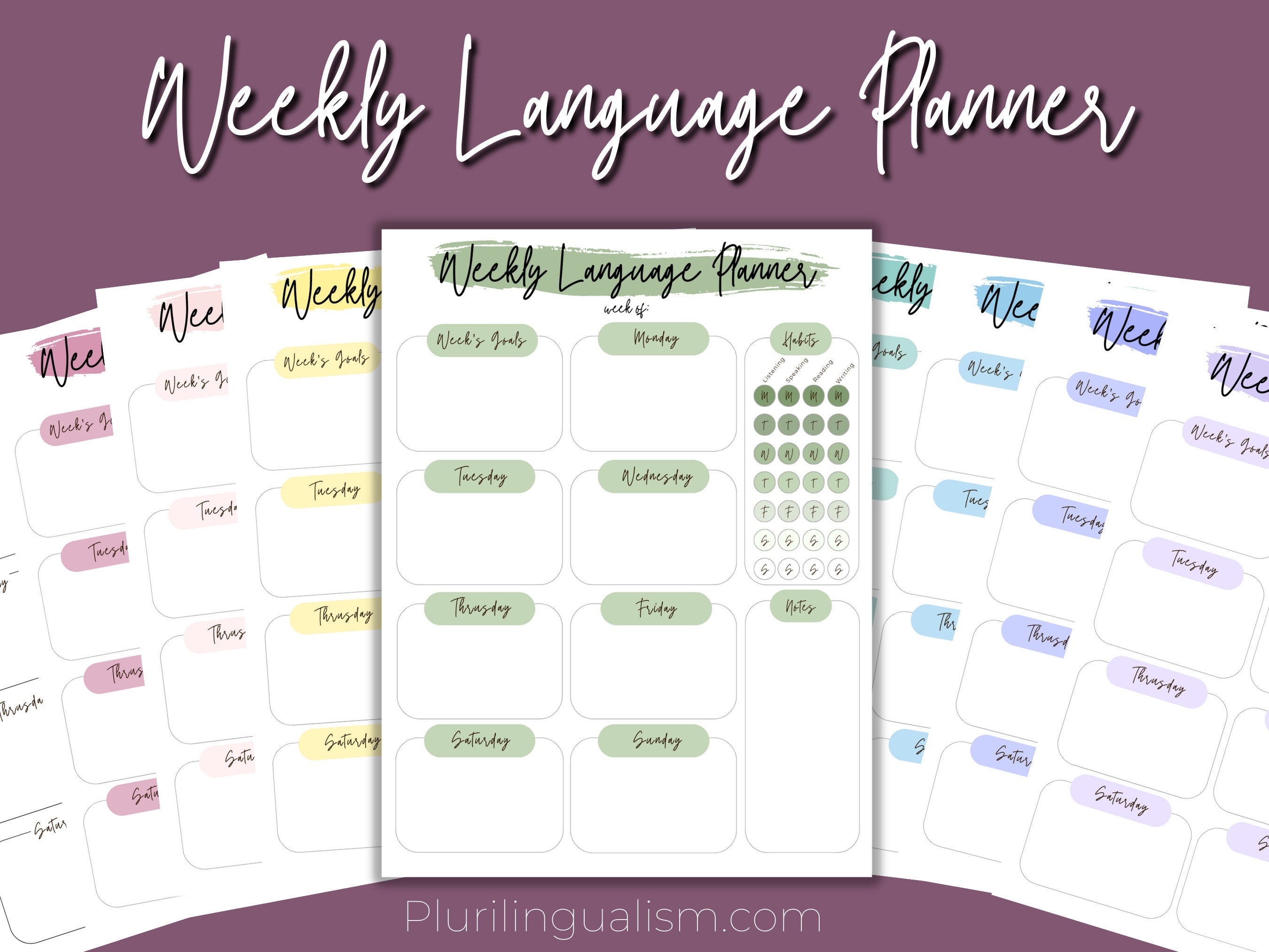 Weekly Language Study Planner Language Printable, Weekly Language ...