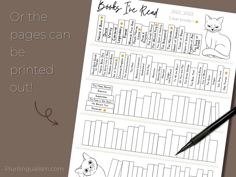 Book Tracker Printable | Book Log, Bookshelf With Cats, Simple Book Log ...