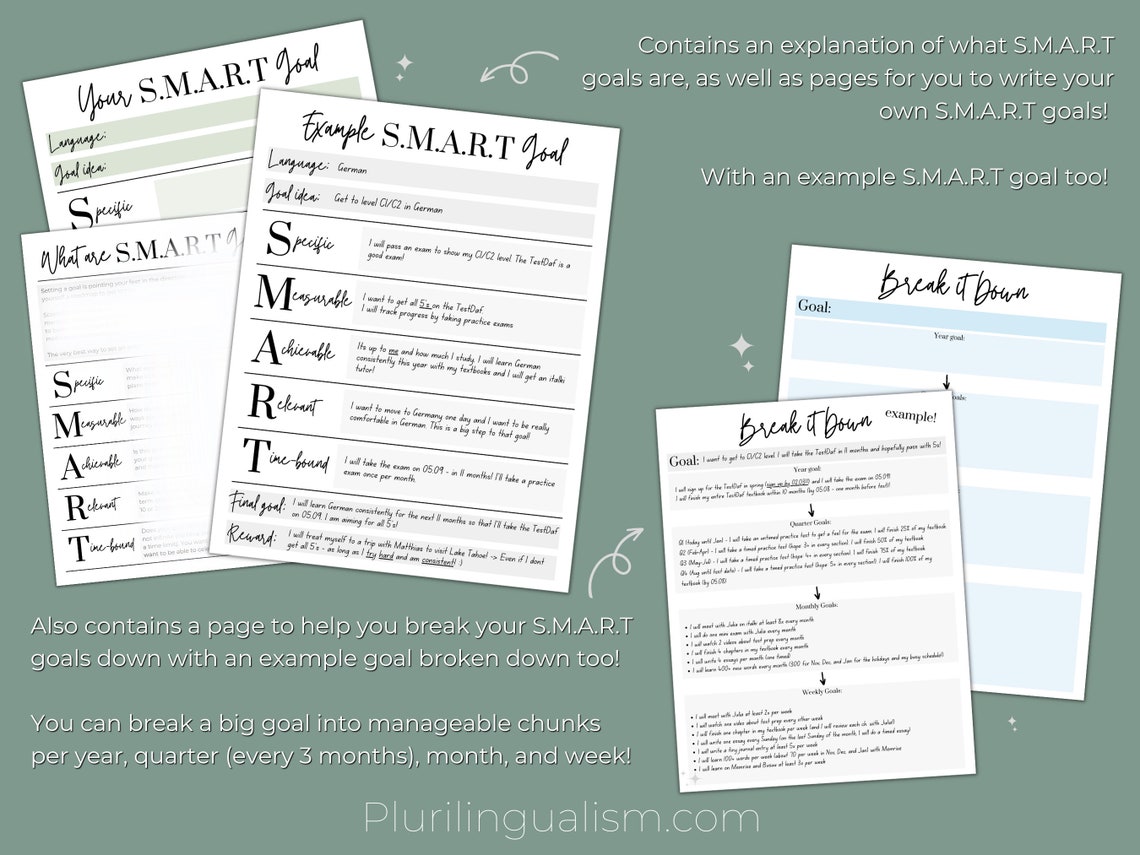 Language Success Printable Bundle | Language Goal Setting Printable ...