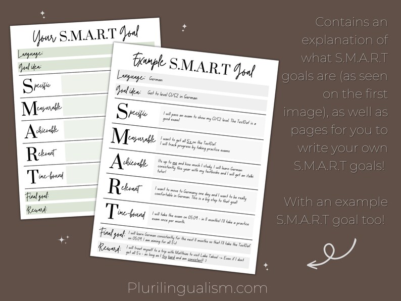 SMART Language Goals Printable | Goal Help, Foreign Language Goal ...