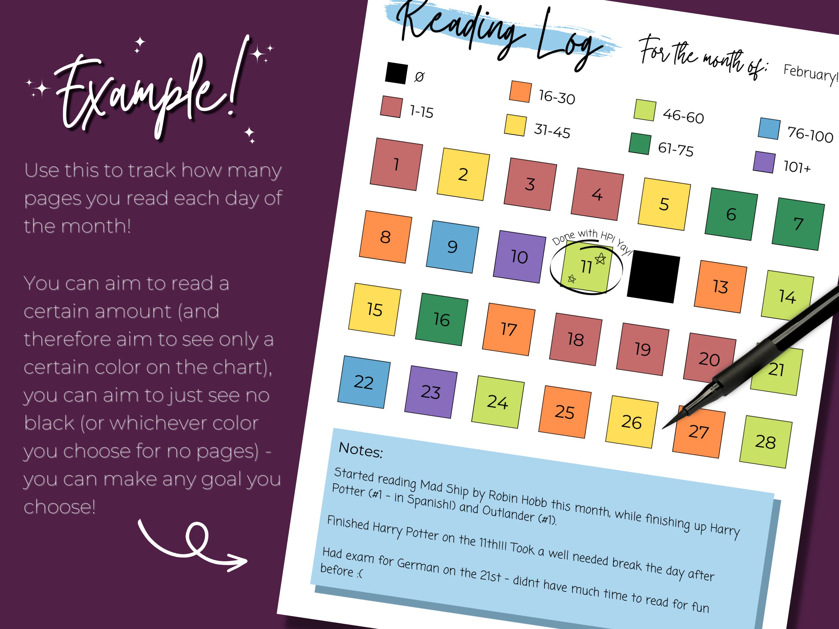 Page Log for Readers Page Tracker, Booklover Printable, Reading ...