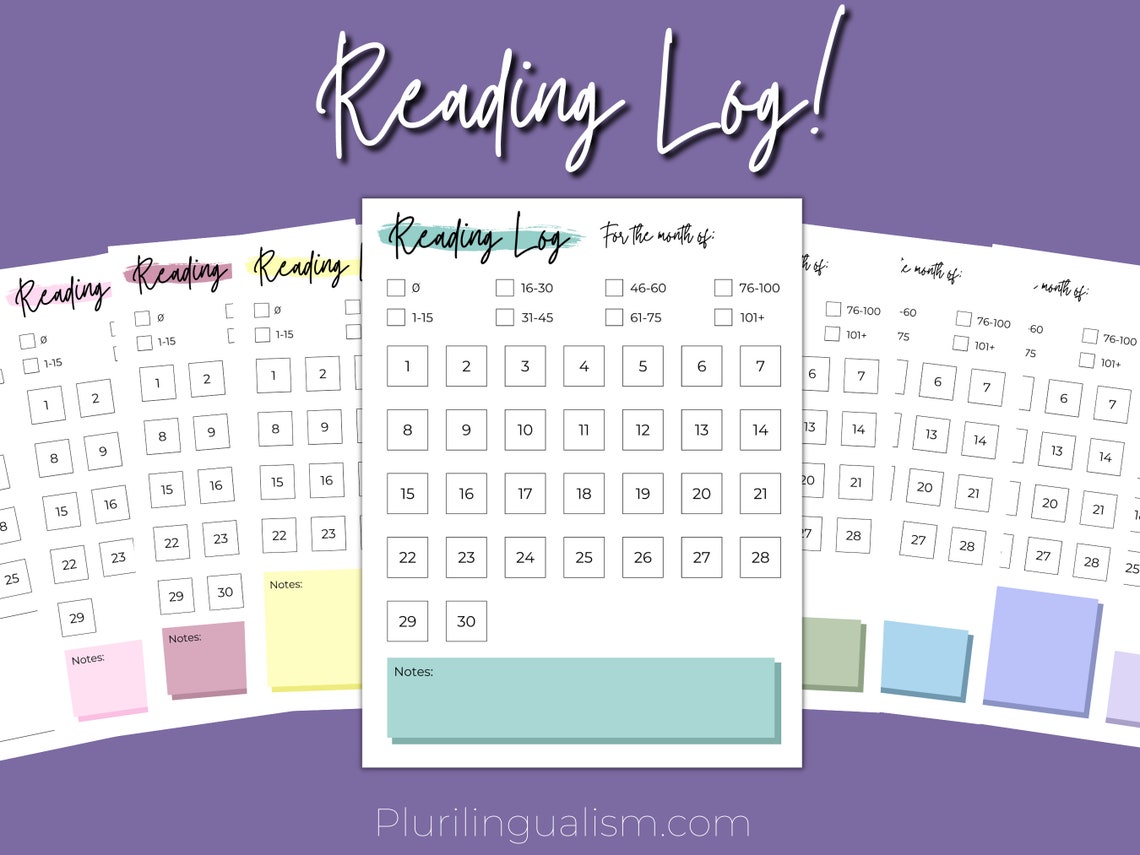 Page Log for Readers Page Tracker, Booklover Printable, Reading ...