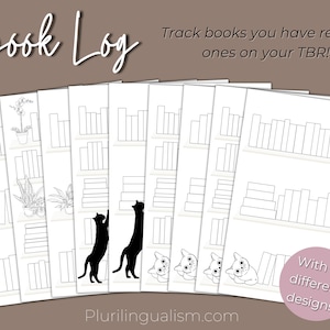 Book Tracker Printable | Book Log, Bookshelf With Cats, Simple Book Log ...