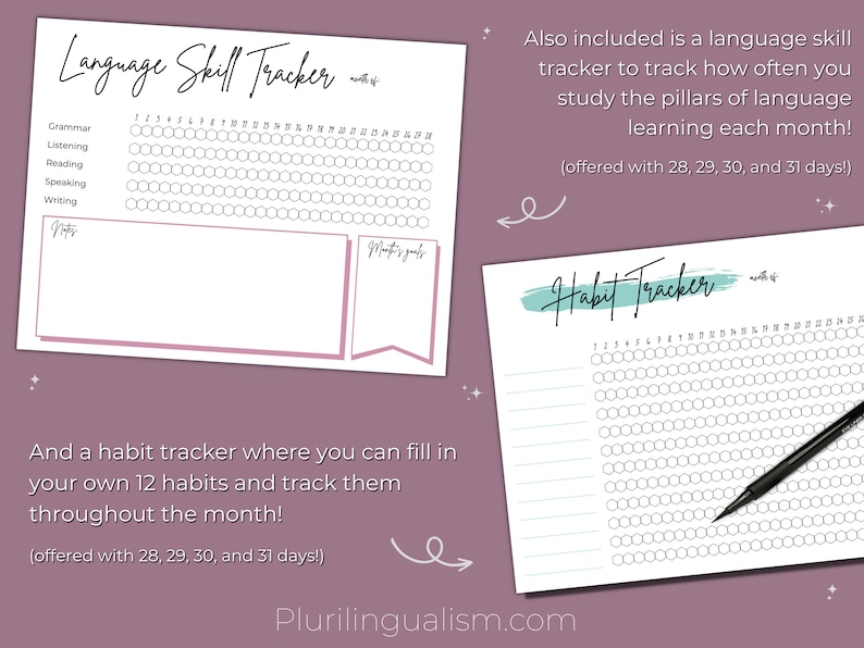 Language Success Printable Bundle | Language Goal Setting Printable ...