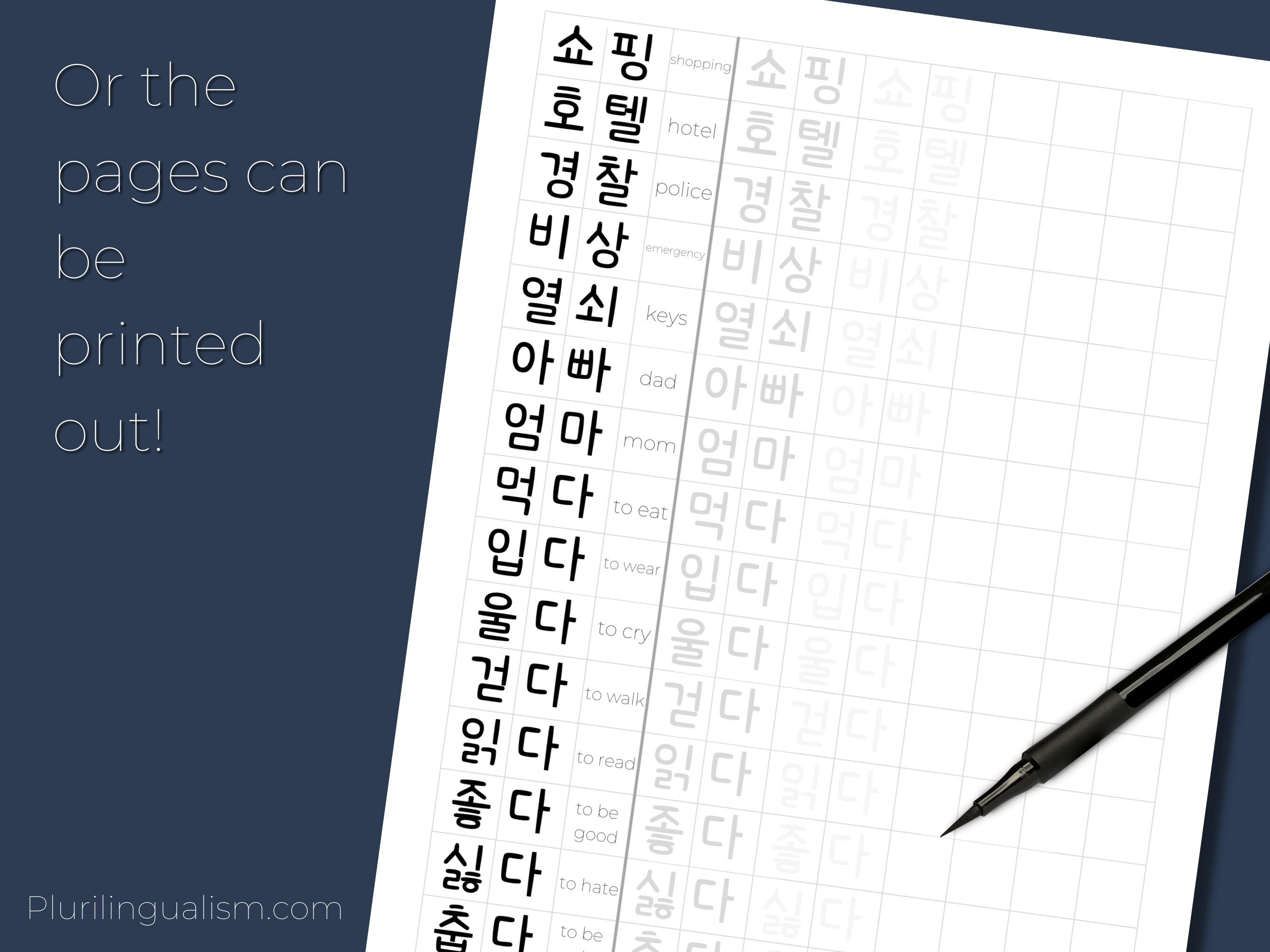 Korean Hangul Handwriting Worksheets | 한글 Handwriting Practice, Korean ...