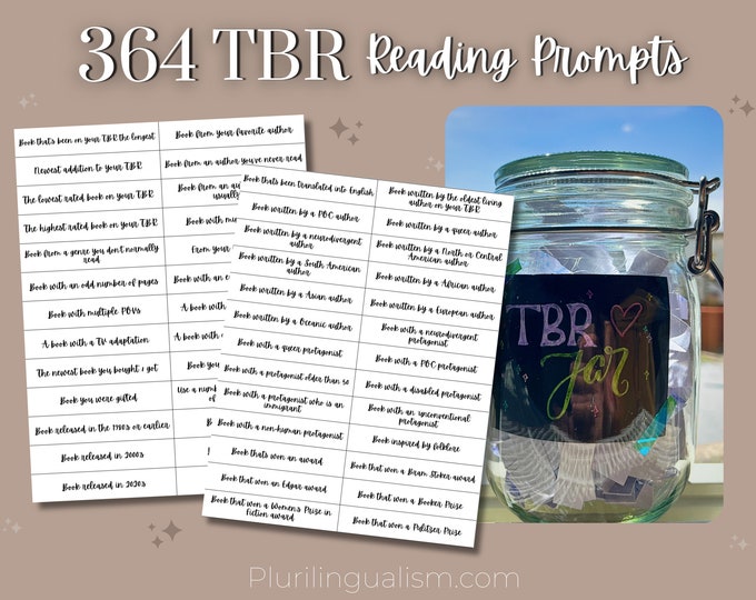 Printable TBR Jar Reading Prompts, Reading Challenge, PDF DOWNLOAD - Etsy