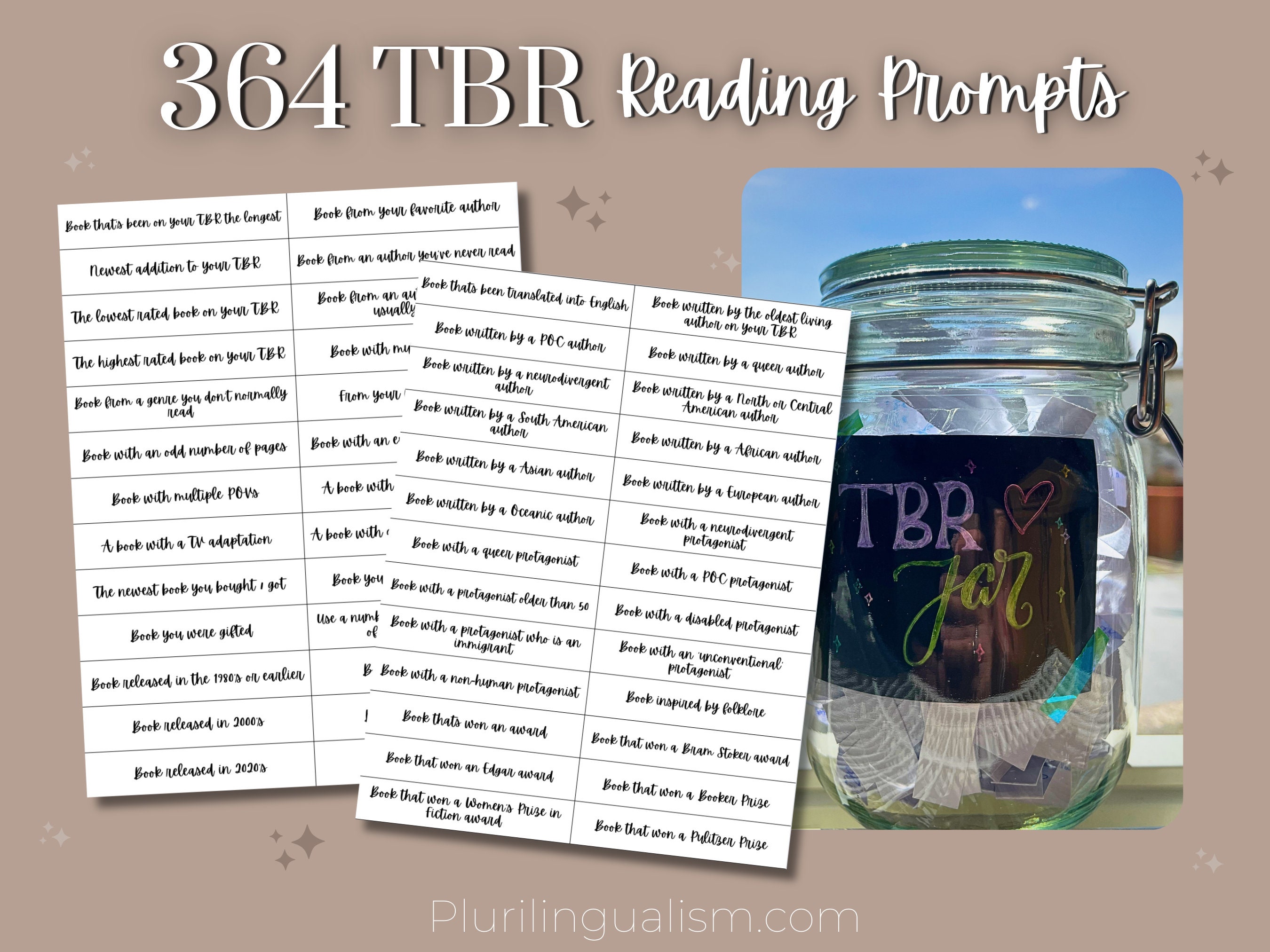 364 TBR Jar Reading Prompts! | Reading Prompts for Finding New Books ...