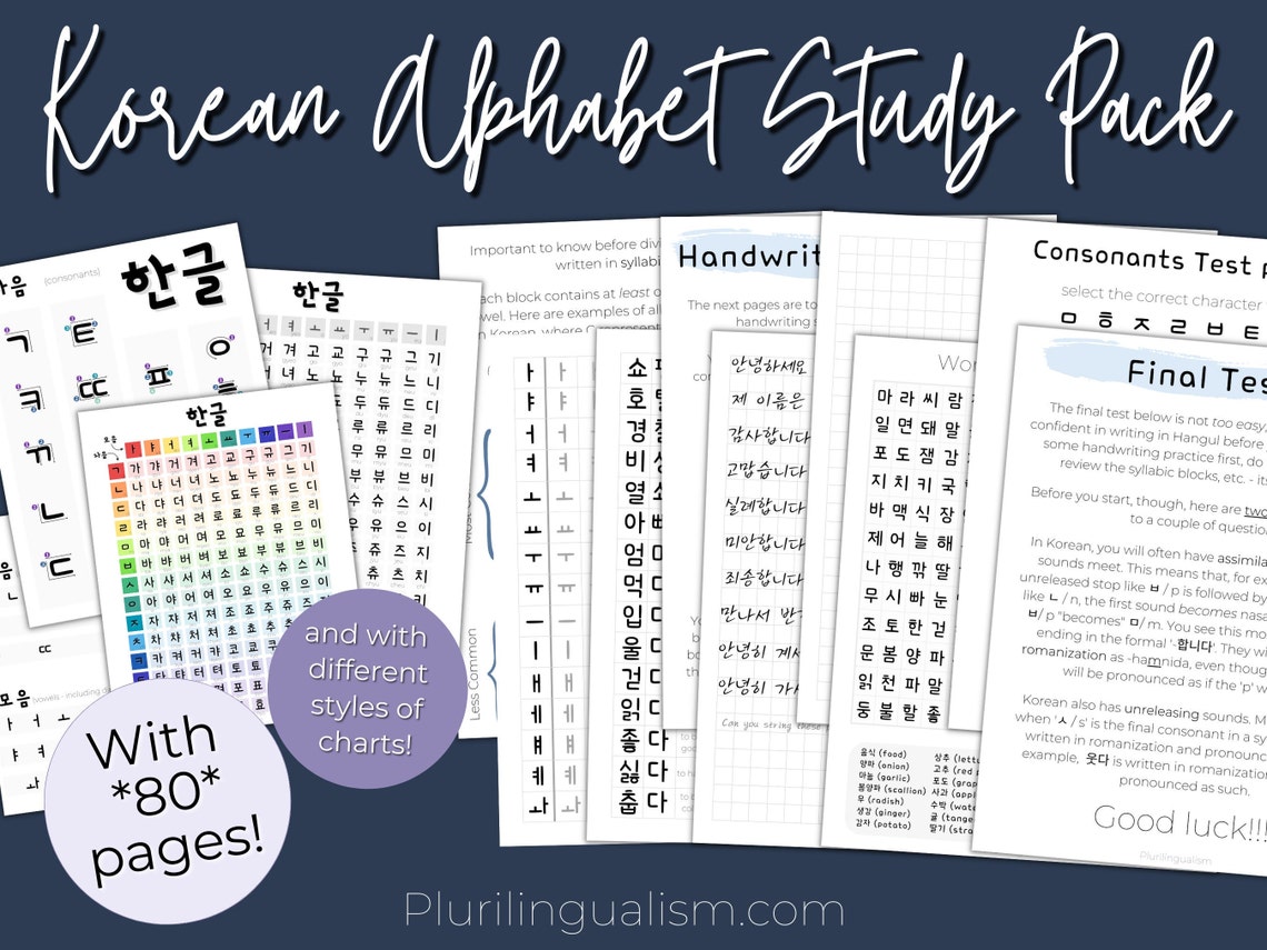 Korean Alphabet (hangul) Printable Bundle | Beginner Korean Worksheet ...