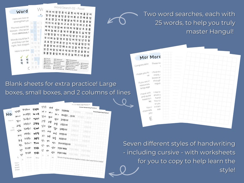 Korean Alphabet (hangul) Printable Bundle | Beginner Korean Worksheet ...