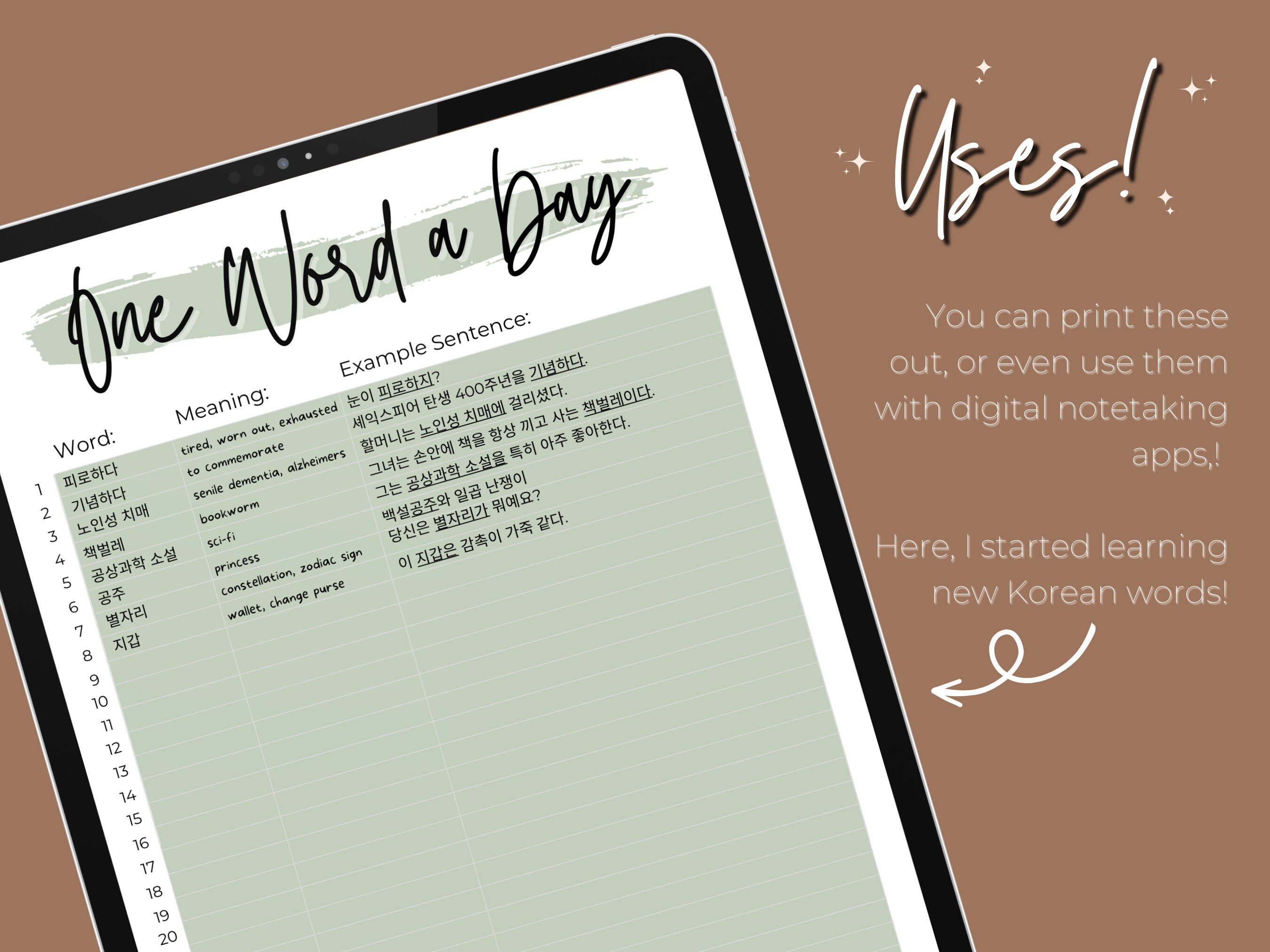 One Word a Day! Vocabulary Tracker | Monthly Vocab Tracker, Language ...