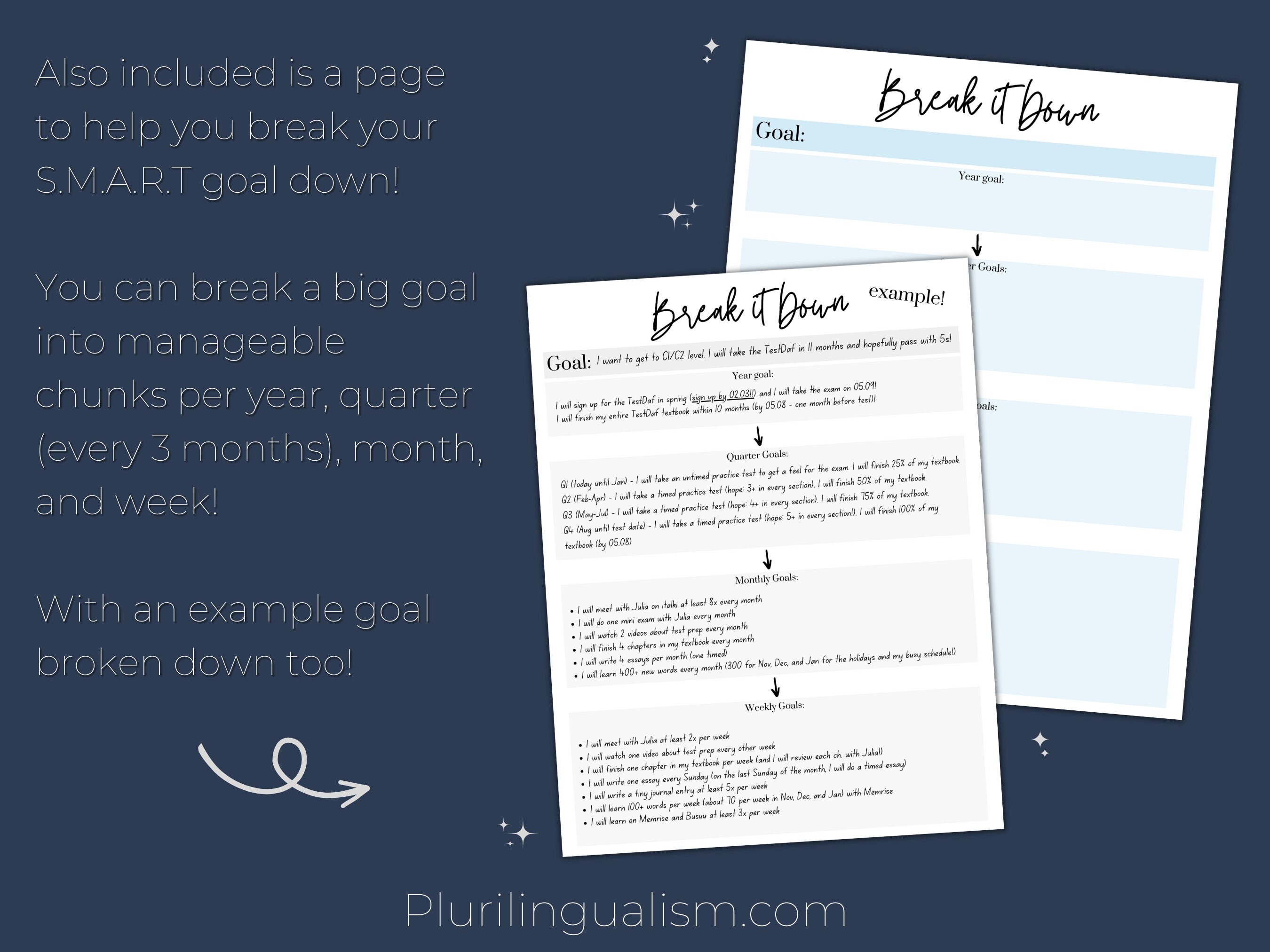 SMART Language Goals Printable | Goal Help, Foreign Language Goal ...
