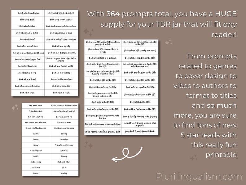 364 TBR Jar Reading Prompts! | Reading Prompts for Finding New Books ...