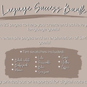 Language Success Printable Bundle | Language Goal Setting Printable ...