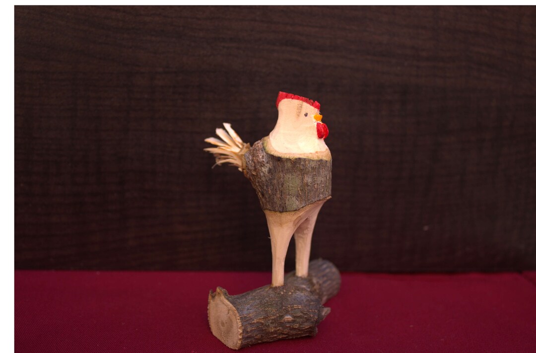 Hand-carved Wooden Rooster - Etsy