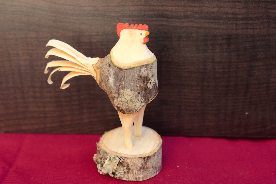 Hand-carved Wooden Rooster - Etsy