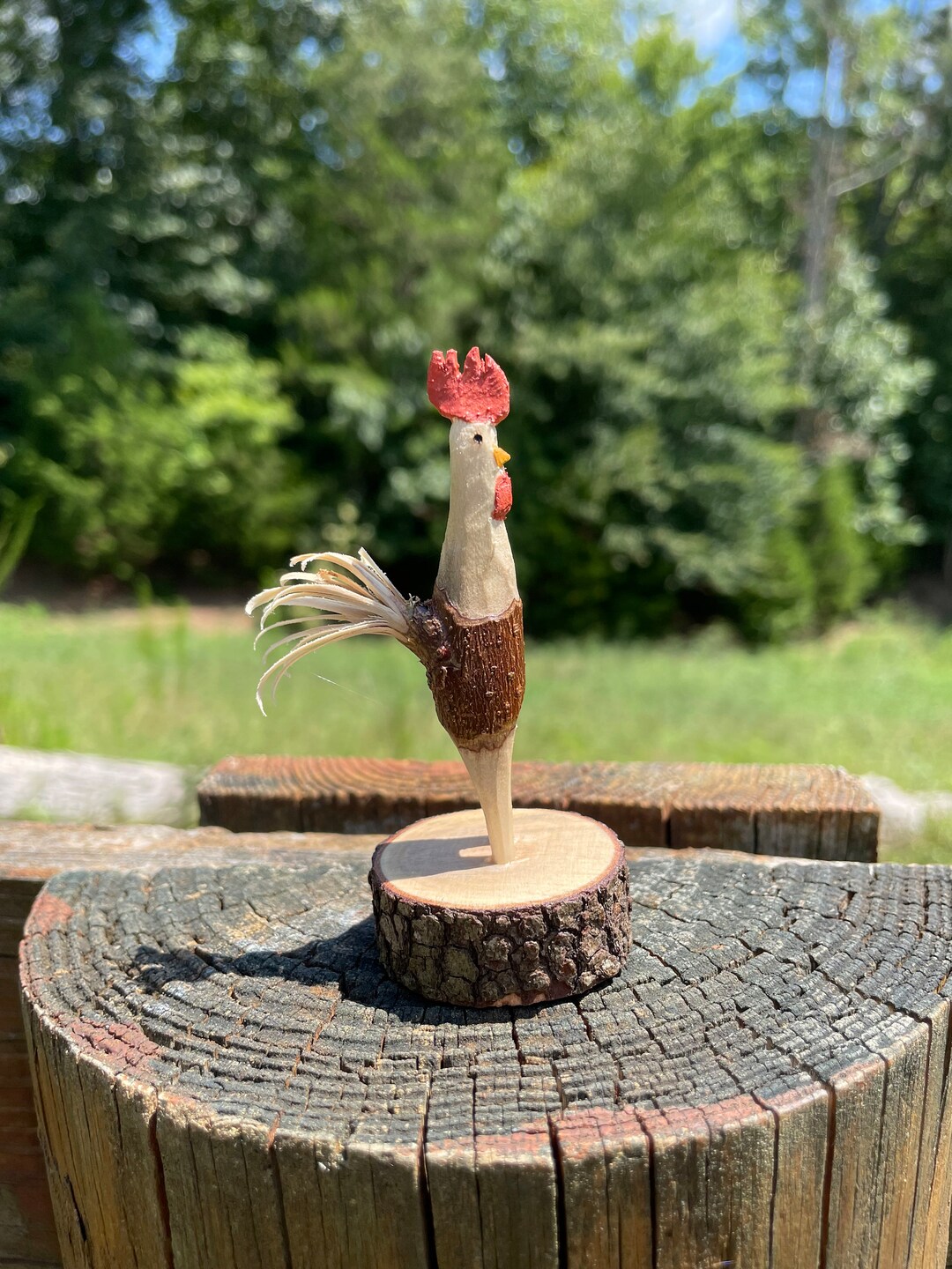 Hand-carved Wooden Rooster - Etsy