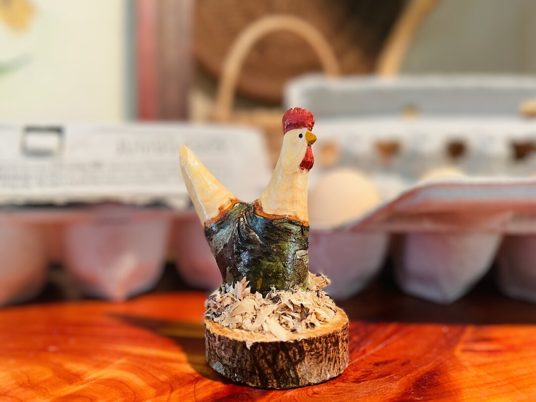 Hand-carved Wooden Hen - Etsy