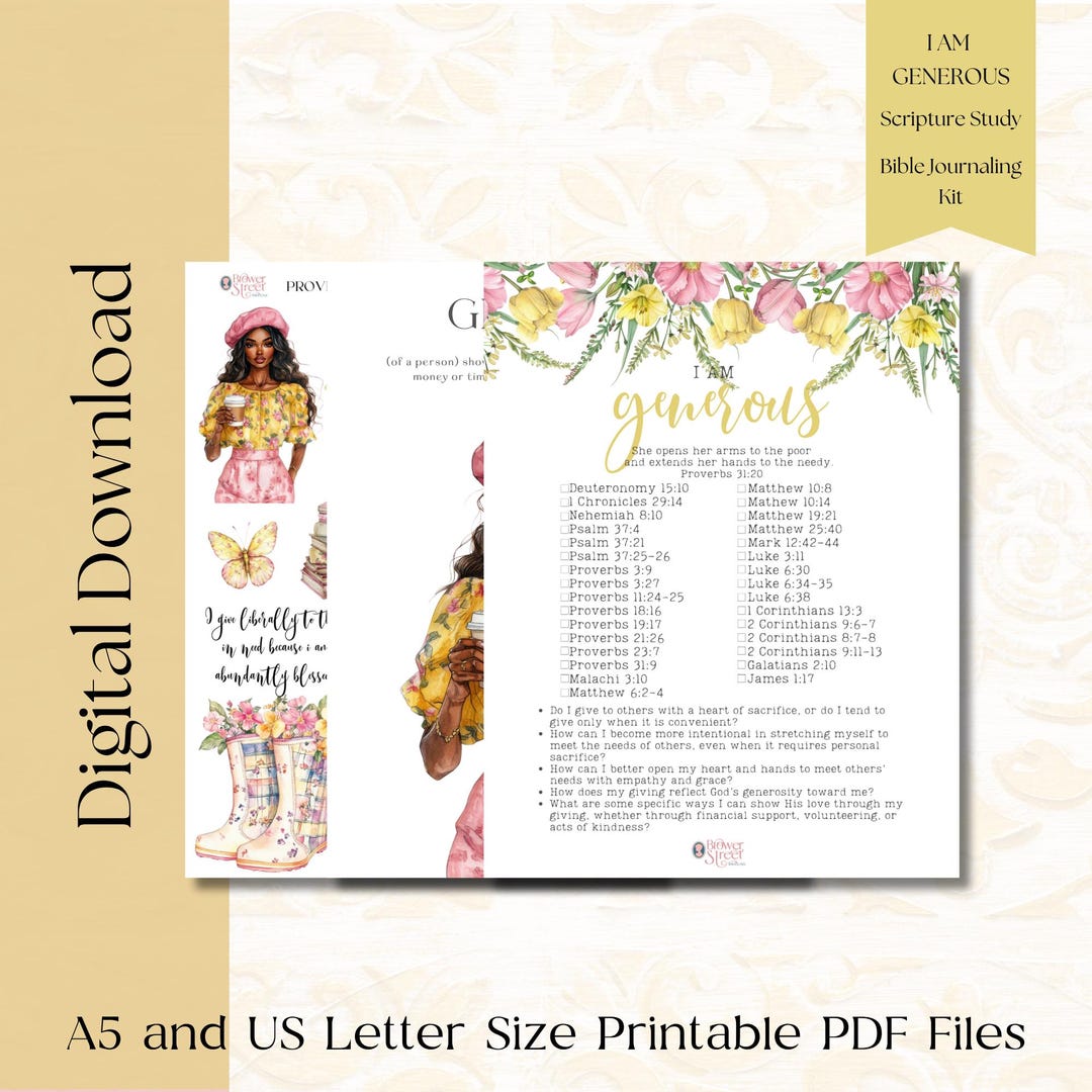 I Am Generous Bible Study Kit, Printable, Christian Faith, Scripture ...