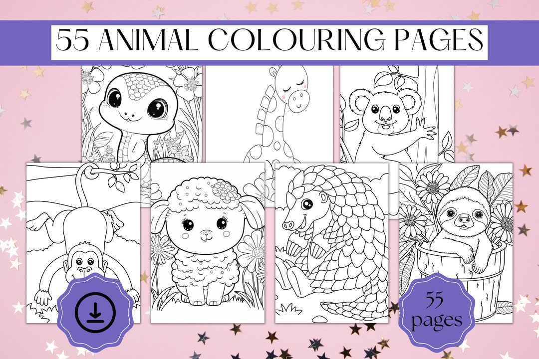 55 Printable Animal Colouring Pages - Digital PDF Download - Animal ...