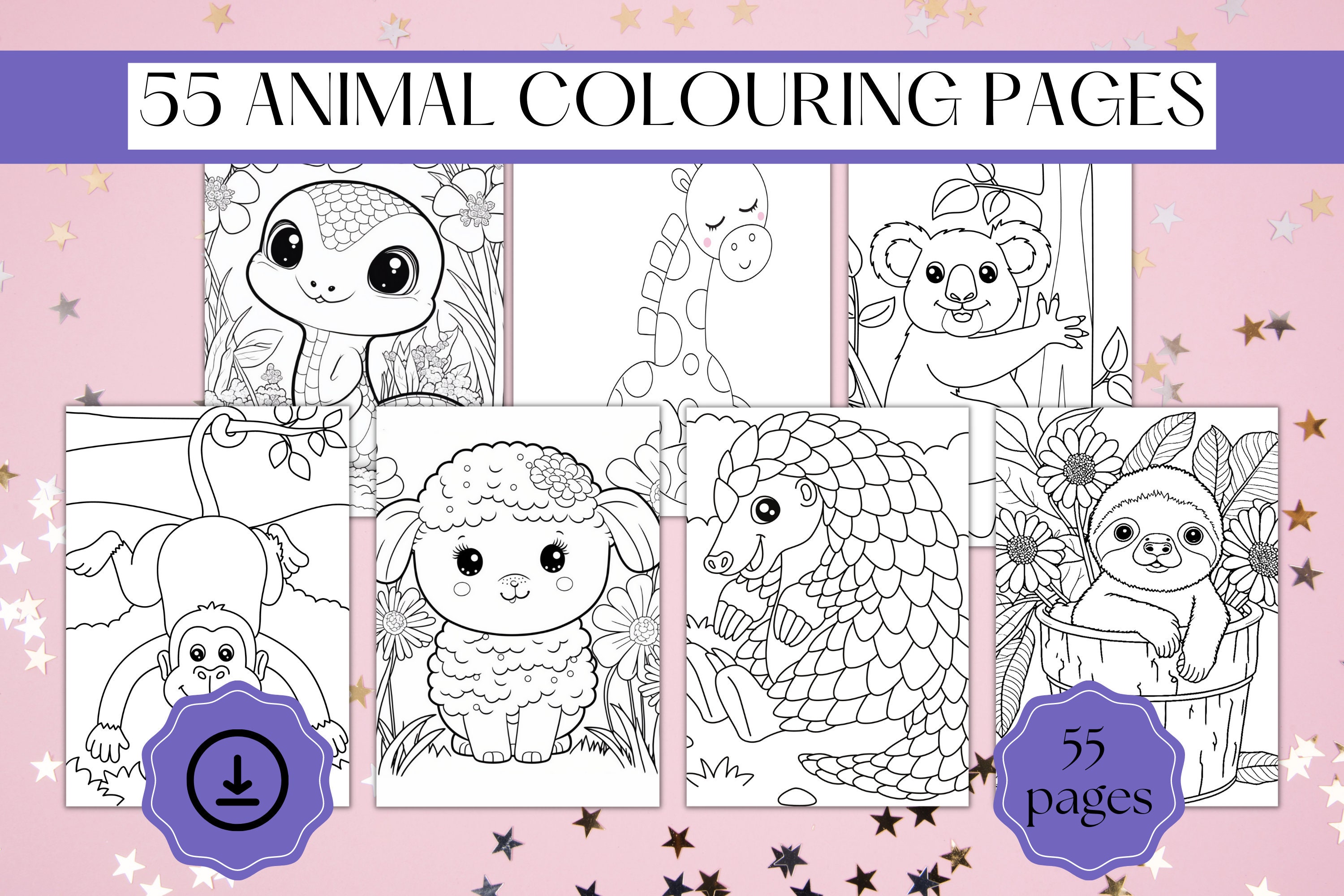 55 Printable Animal Colouring Pages - Digital PDF Download - Animal ...