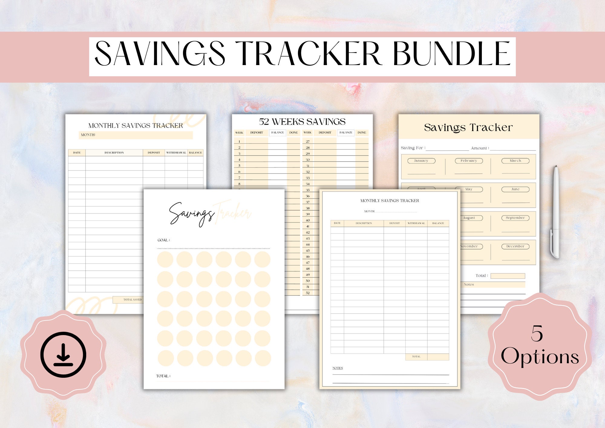 Printable Savings Tracker Bundle, Instant Download, Savings Tracker ...