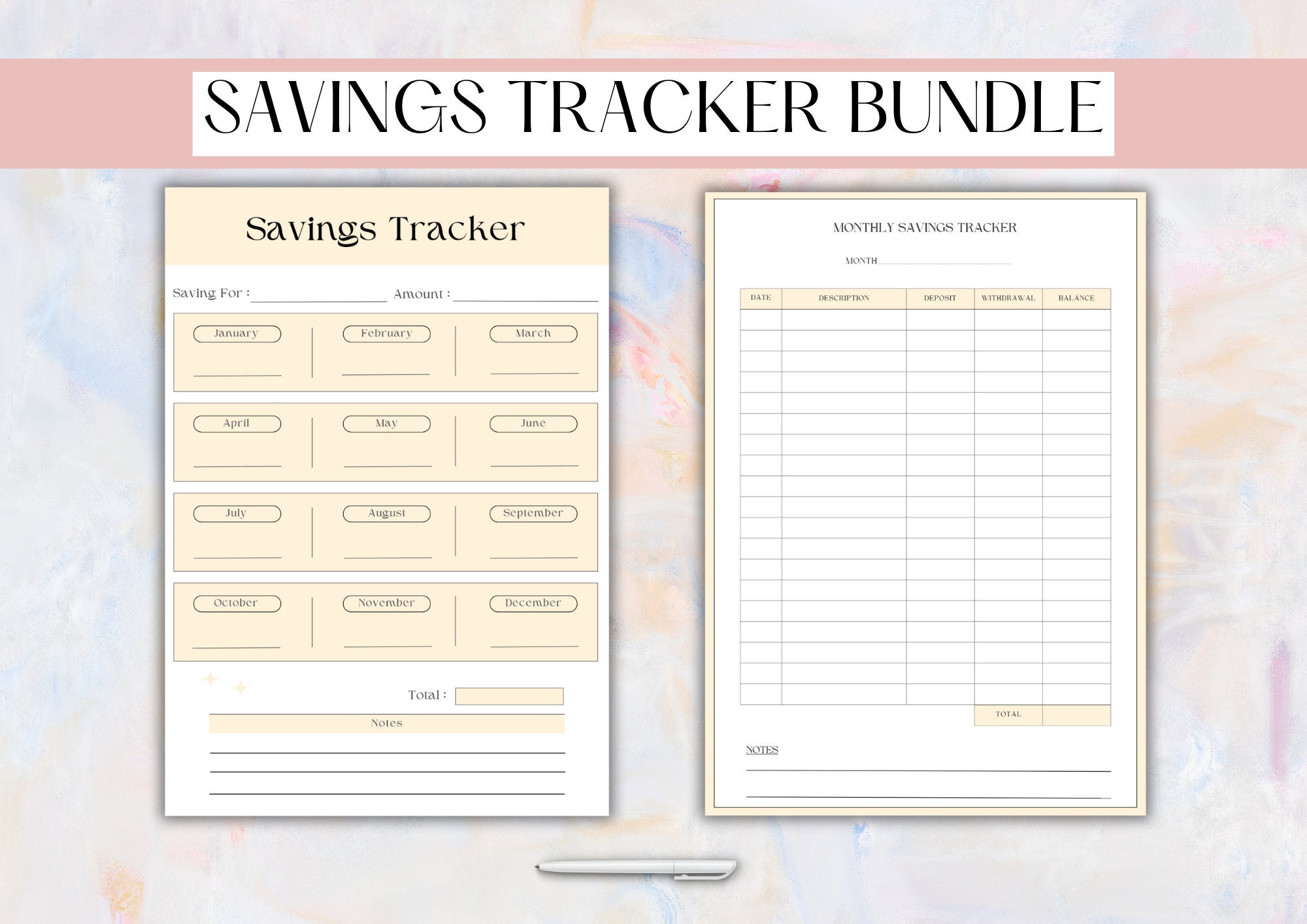 Printable Savings Tracker Bundle, Instant Download, Savings Tracker ...