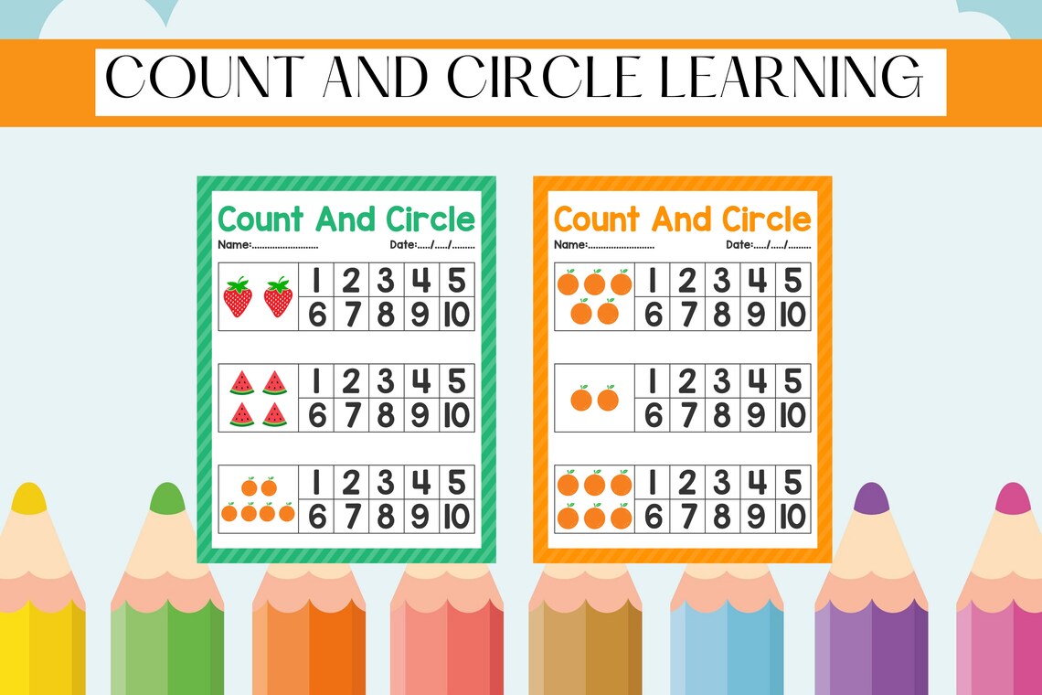 Printable Count and Circle Learning Pages Counting - Etsy