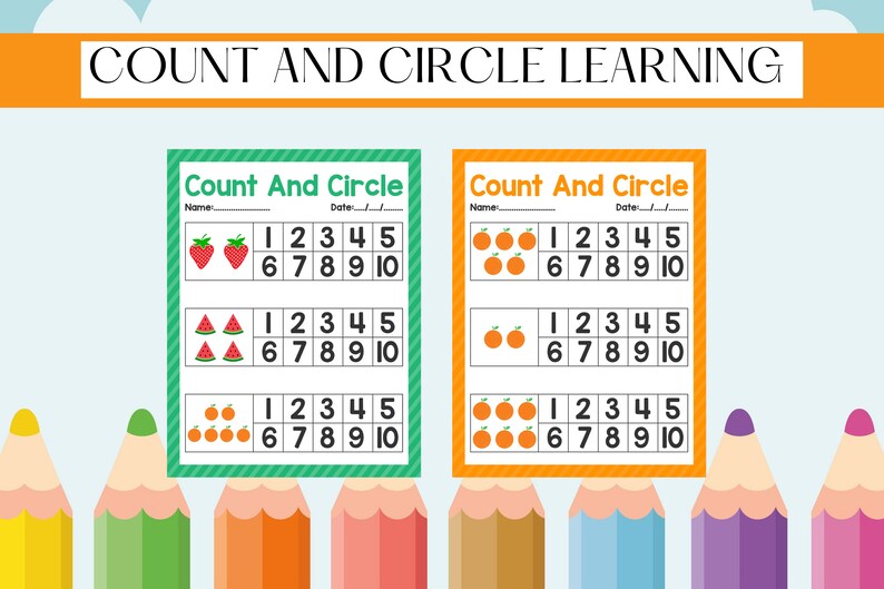 Printable Count and Circle Learning Pages Counting - Etsy