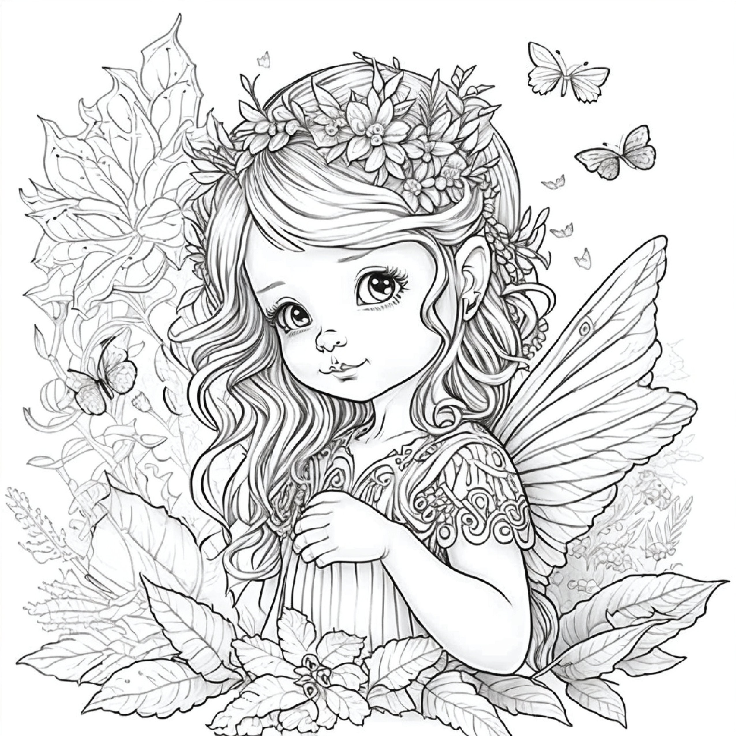 50 Printable Adult Fairy Colouring Pages - Digital PDF Download - Fairy ...