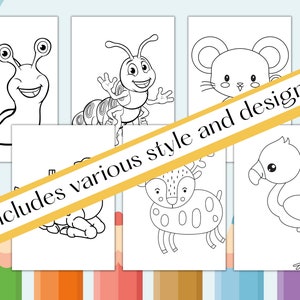 50 Printable Animal and Insect Colouring Pages - Digital PDF Download ...