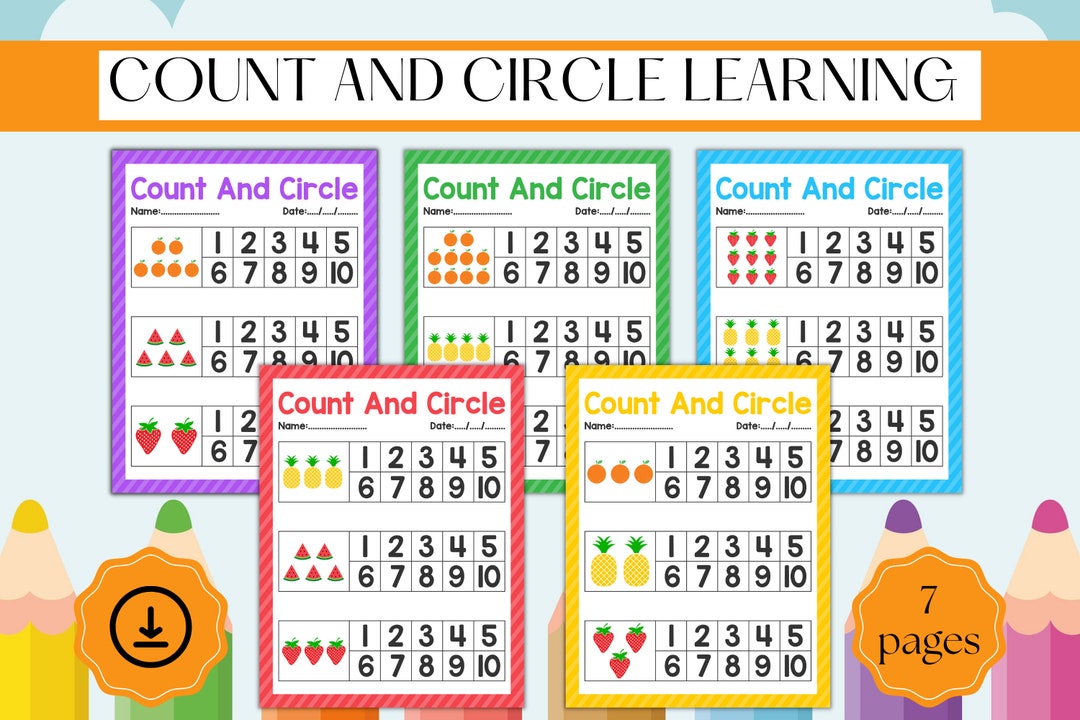 Printable Count and Circle Learning Pages Counting - Etsy