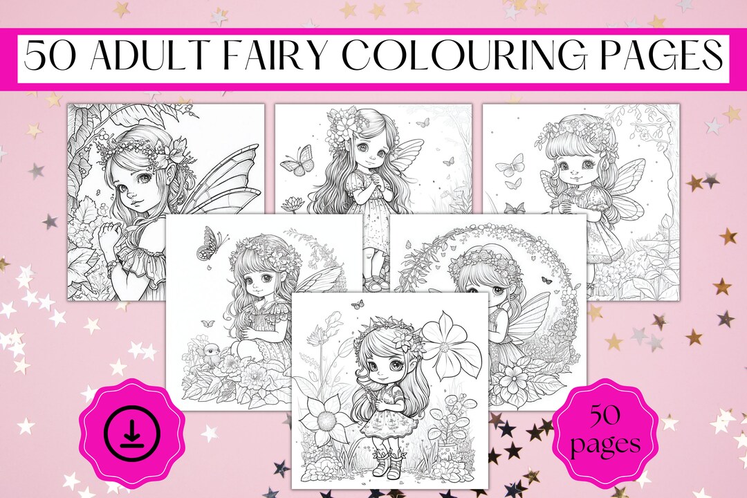 50 Printable PDF Fairy Colouring Pages - Pixie Colouring, Adult ...