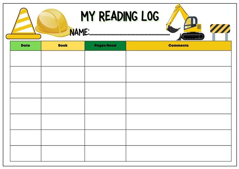 Printable Childrens Homework Reading Journal, Reading Log Book, Reading ...