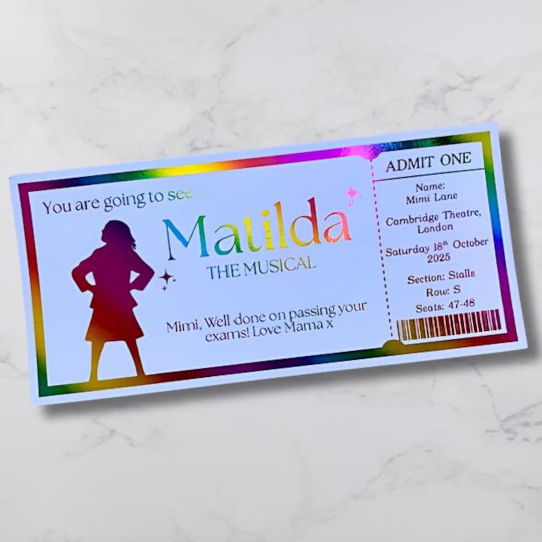 Personalised Matilda Theatre Event Ticket I Souvenir Voucher I Gift ...