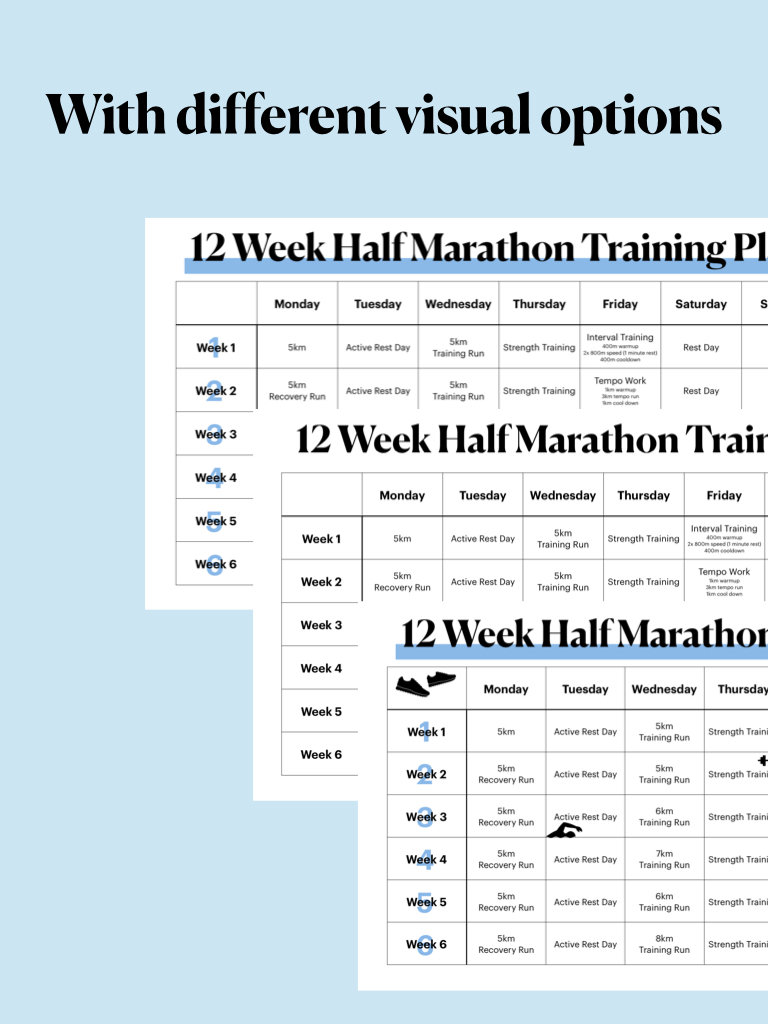 12 Week Half Marathon Training Plan Bundle - Running Journal/plan ...