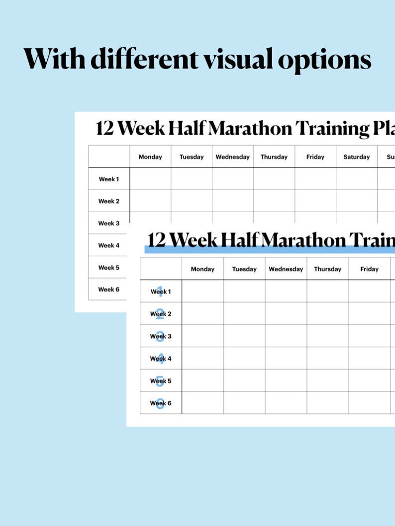 12 Week Half Marathon Training Plan Bundle - Running Journal/plan ...
