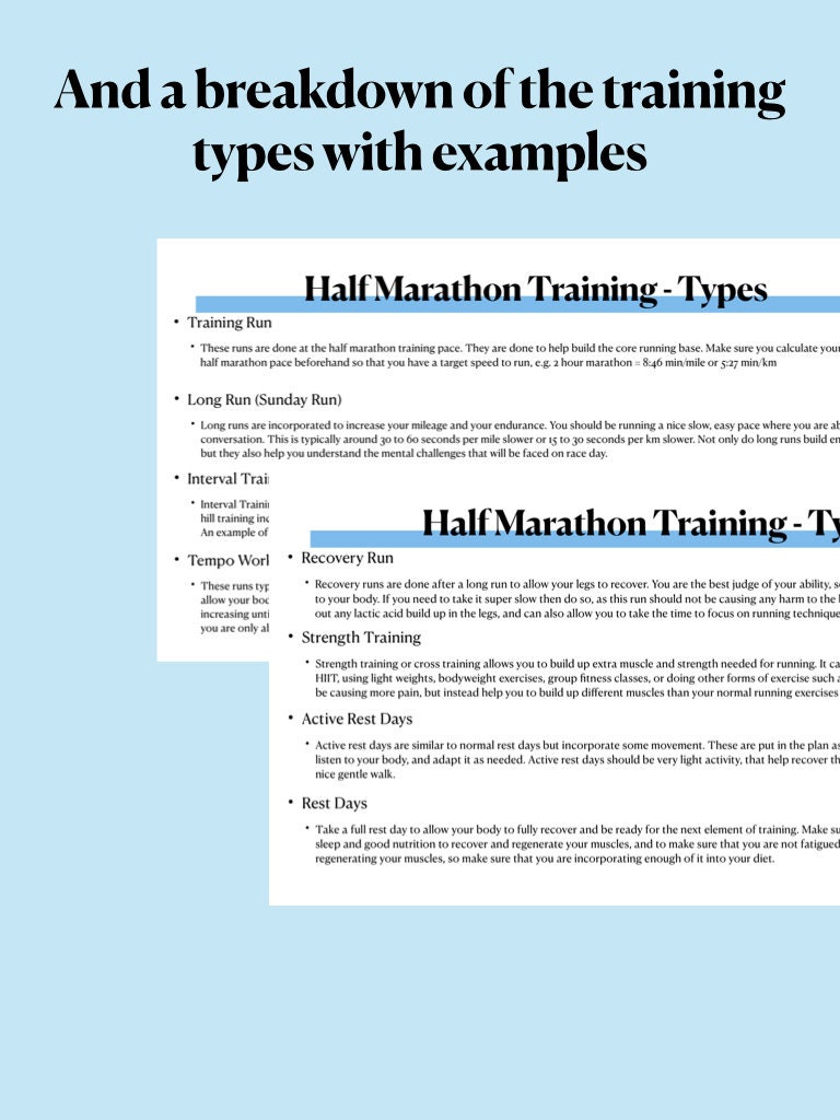 12 Week Half Marathon Training Plan Bundle - Running Journal/plan ...