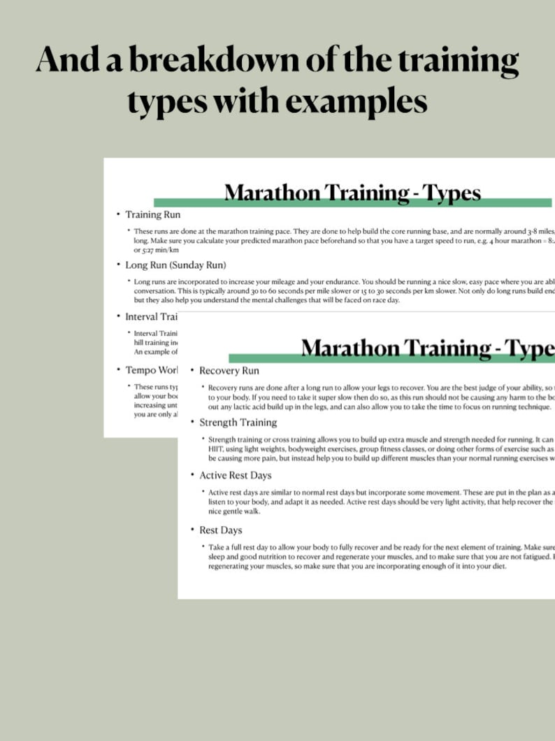 16 Week Marathon Training Plan Bundle - Running Journal/plan, Running ...