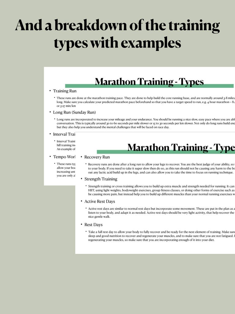 16 Week Marathon Training Plan Bundle - Running Journal/plan, Running ...