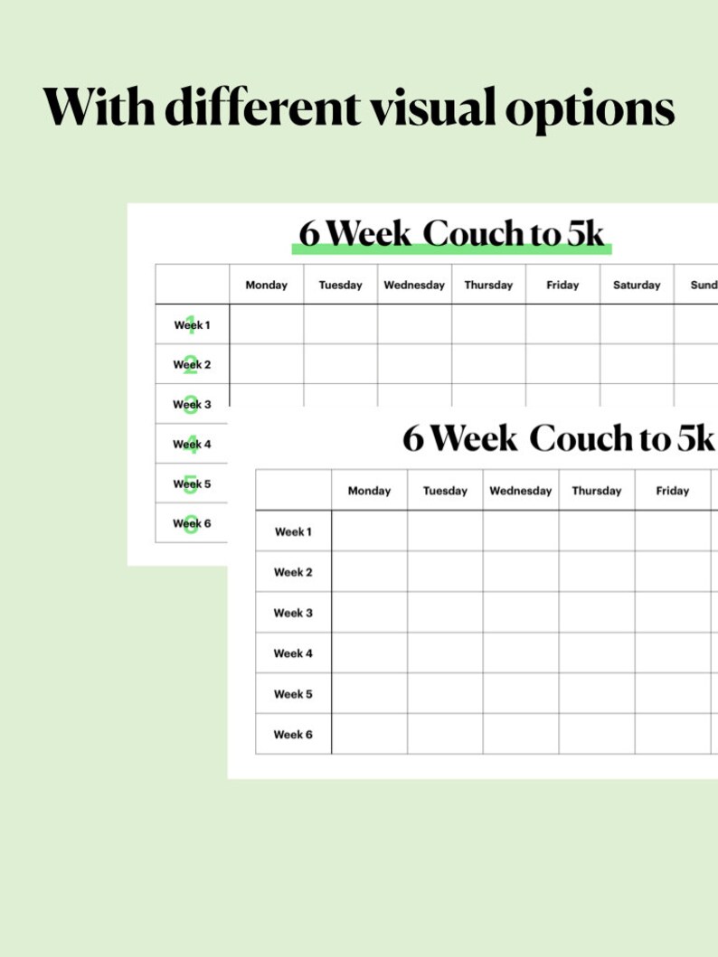 Couch to 5k - 6 Week Plan - Etsy